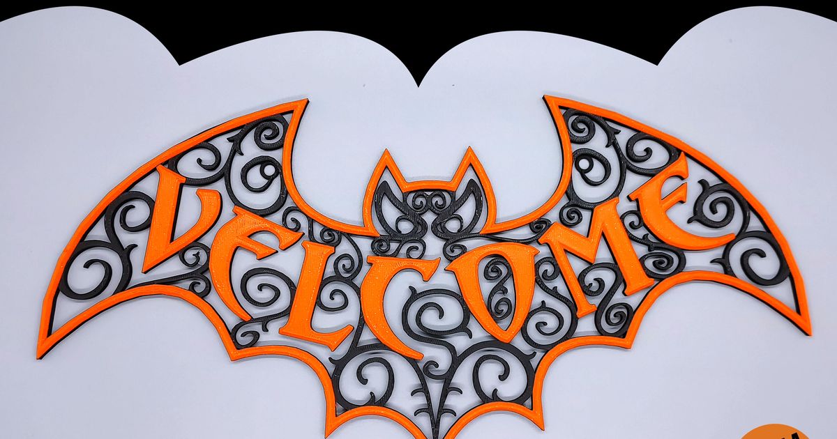 Swirly Bat "Welcome" Sign by fixumdude | Printables Store