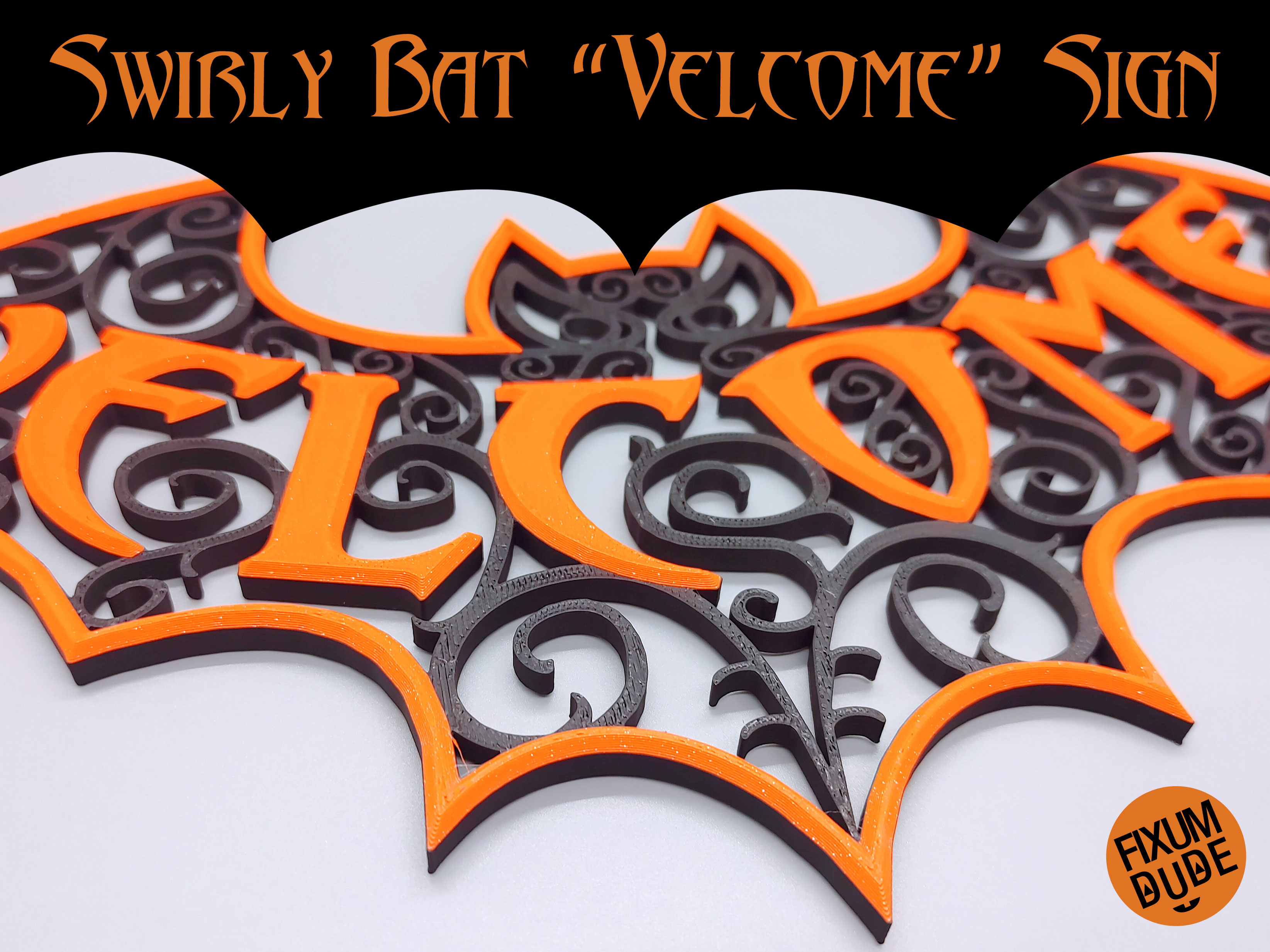 Swirly Bat "Welcome" Sign by fixumdude | Printables Store